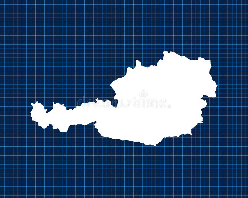 White Map Design Isolated on Blue Neon Grid with Dark Background of ...