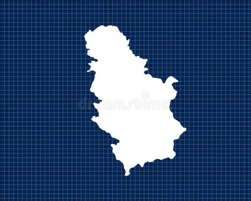 White Map Design Isolated on Blue Neon Grid with Dark Background of ...