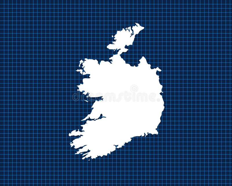 White Map Design Isolated on Blue Neon Grid with Dark Background of ...