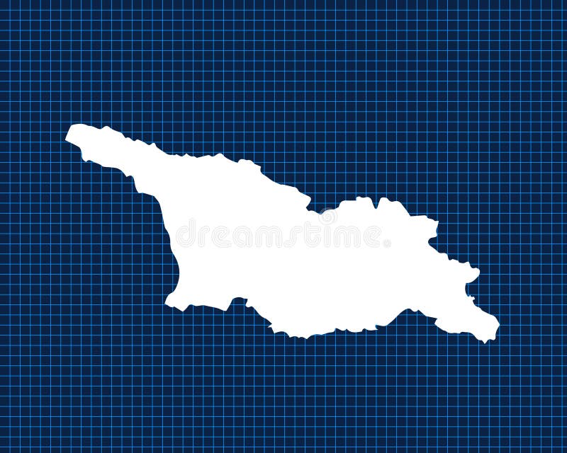 White Map Design Isolated on Blue Neon Grid with Dark Background of ...
