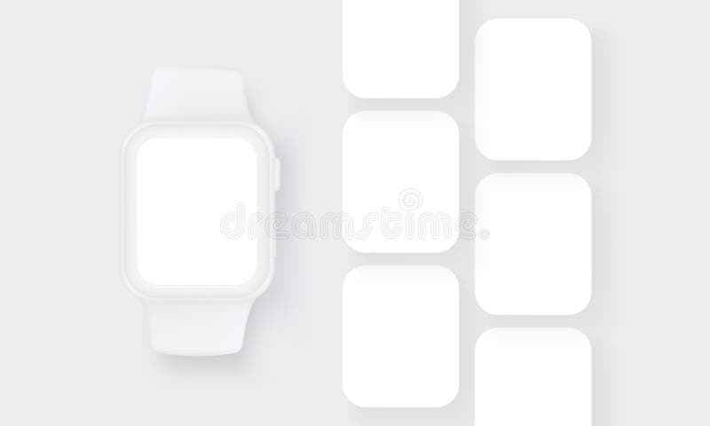 Clay Smart Watch with Blank Screen. Mockup for Showcasing Mobile Apps ...