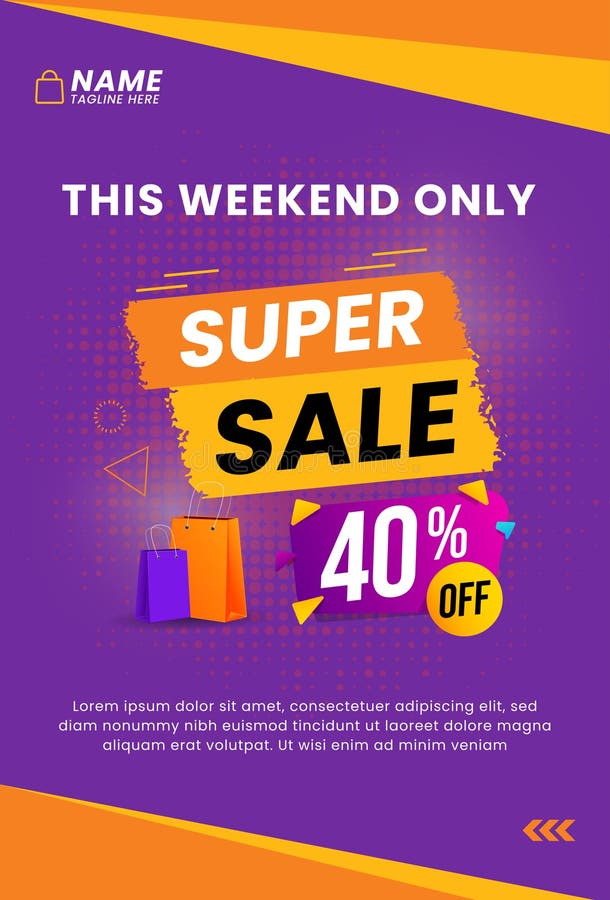 Sale Poster Weekend Sale Templete Discount Upto 40 Off Sale Flyer Stock ...