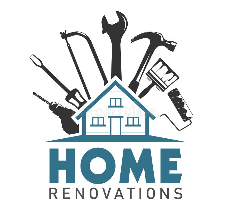 Home Renovations - Conceptual Logo with a House and the Necessary Tools ...