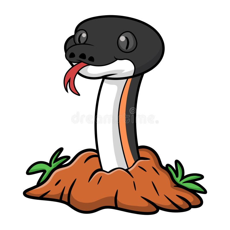 Cute Gold Albertisi Snake Cartoon Out from Hole Stock Vector ...