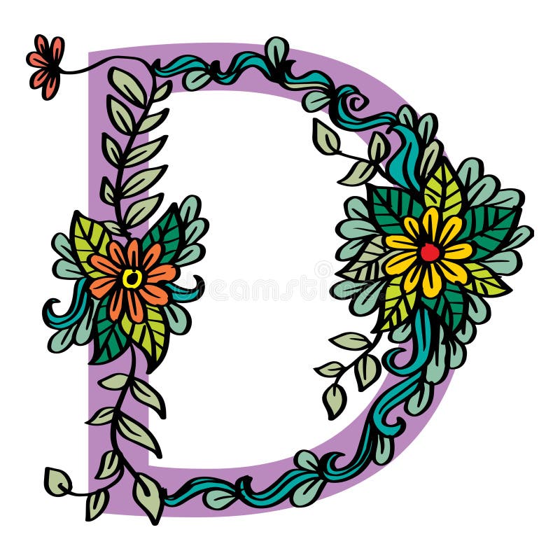 Hand Drawn Doodle Alphabet Letter D Stock Illustration - Illustration ...