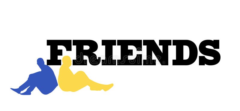 Two Friends Silhouettes Back To Back in Front of the Friends Text Stock ...