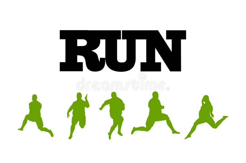 The Silhouettes Running in Front of the Run Text Stock Vector ...