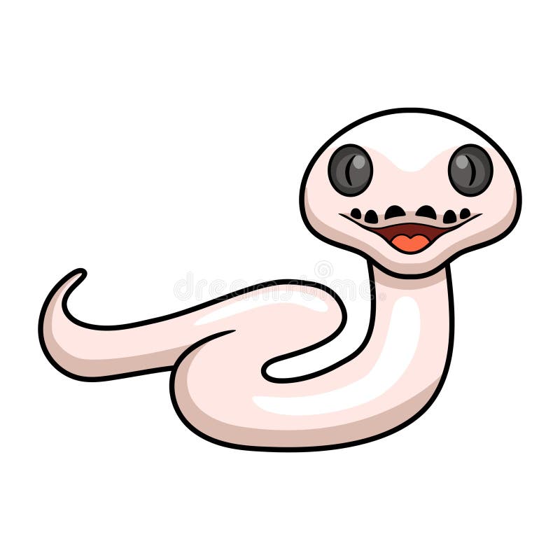 Cute Black Eyed Leucistic Reticulatus Python Cartoon Stock Vector ...