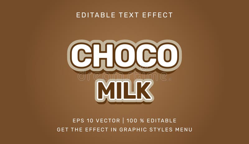 Vector Illustration of Choco Milk 3d Editable Text Effect Template ...