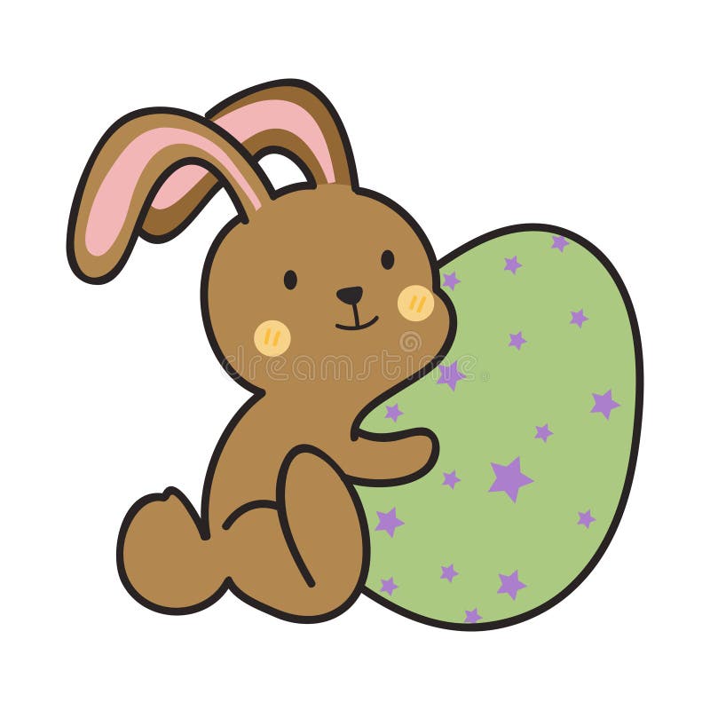 Cute and Funny Bunny Rabbit with Easter Egg. Bunny Easter Illustration ...
