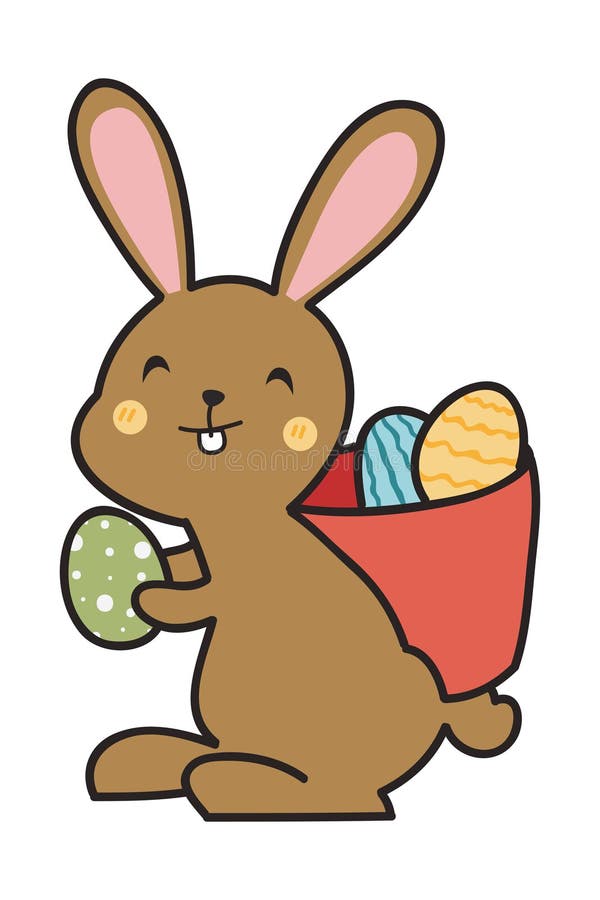Cute and Funny Bunny Rabbit with Easter Egg. Bunny Easter Illustration ...