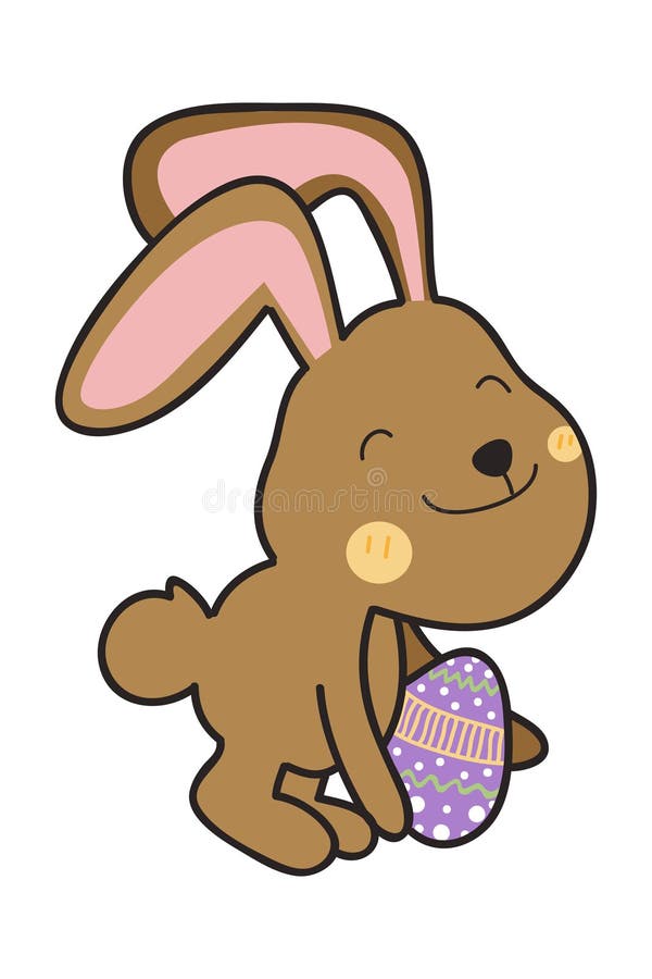 Cute and Funny Bunny Rabbit with Easter Egg. Bunny Easter Illustration ...