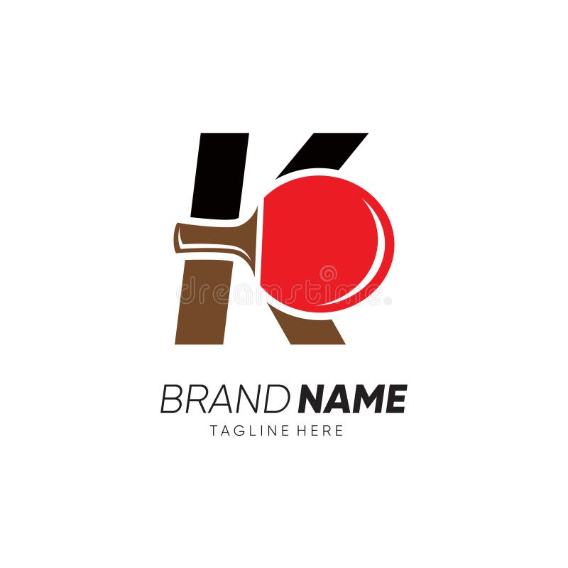 Letter K Initial Table Tennis or Ping Pong Racket Logo Design Vector ...