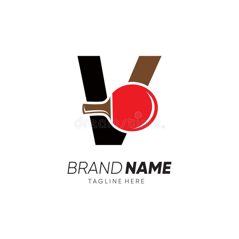 Letter V Initial Table Tennis or Ping Pong Racket Logo Design Vector ...