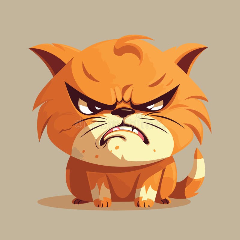 Angry Cartoon Cat Face