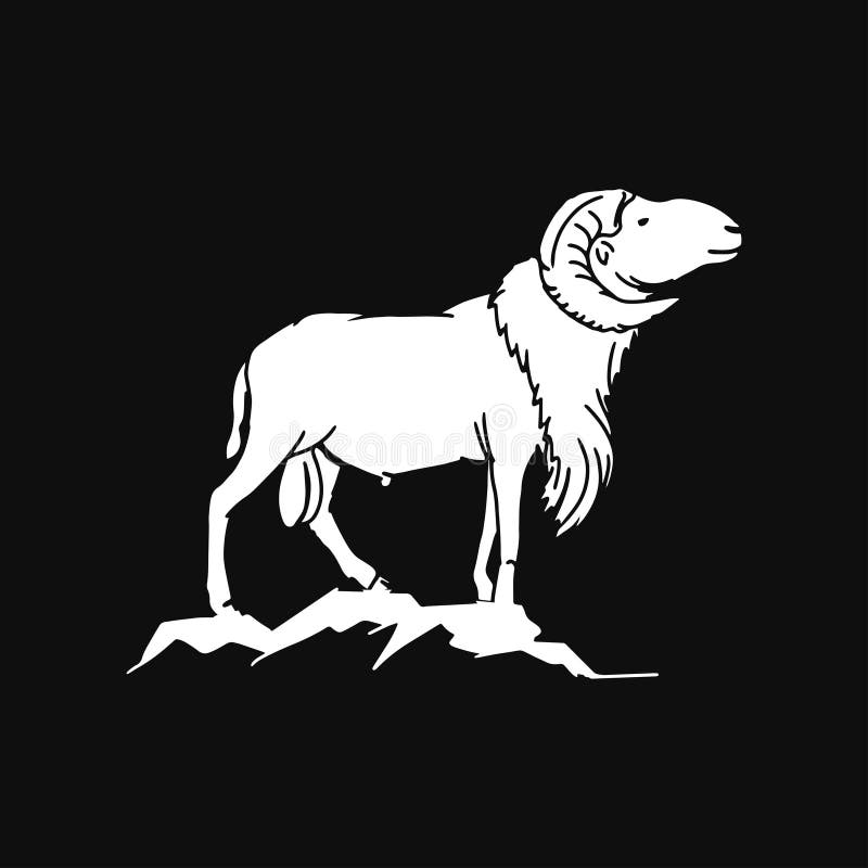 Ram Head Logo Style Hand Made Illustration Stock Vector - Illustration ...