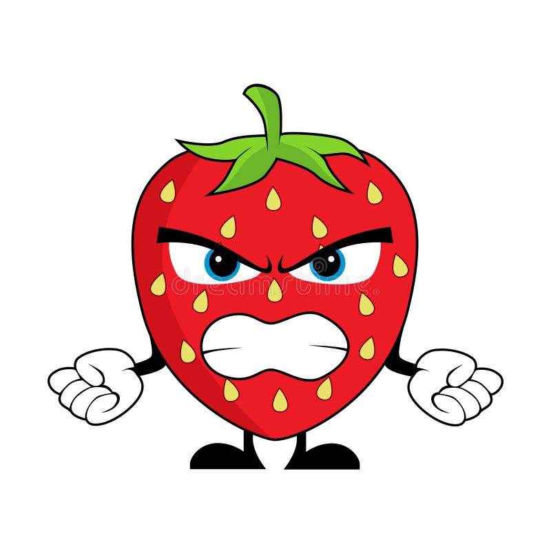 Angry Strawberry Fruit Cartoon Character Stock Illustration ...
