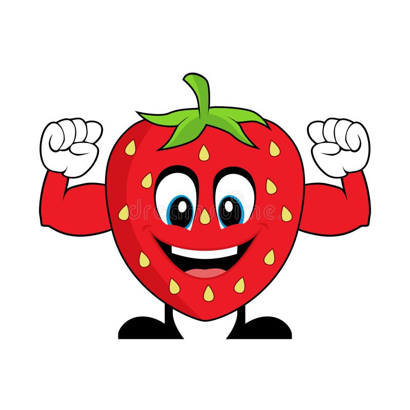 Strawberry Character Cartoon Holding Up a Wood Sign with Word NO Stock ...
