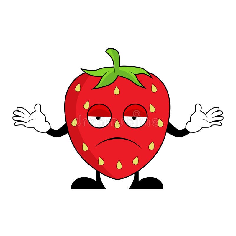 Strawberry Character Cartoon Holding Up a Wood Sign with Word NO Stock ...