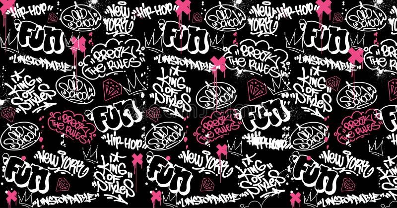 Street Art Graffiti Background with Throw-up and Tagging Hand-drawn ...