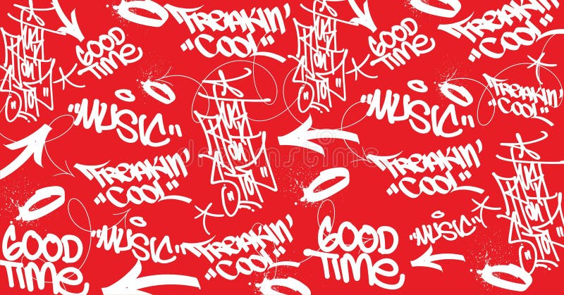 Street Art Graffiti Background with Throw-up and Tagging Hand-drawn ...