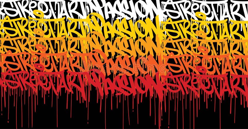 Street Art Graffiti Background with Throw-up and Tagging Hand-drawn ...