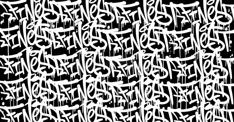 Street Art Graffiti Background with Throw-up and Tagging Hand-drawn ...