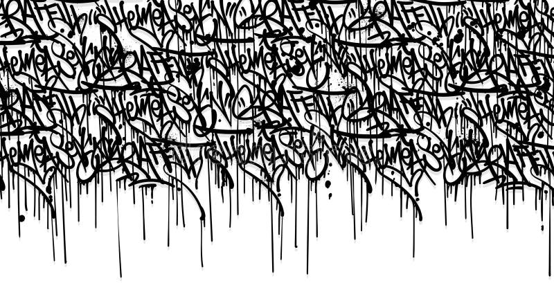 Street Art Graffiti Background with Throw-up and Tagging Hand-drawn ...