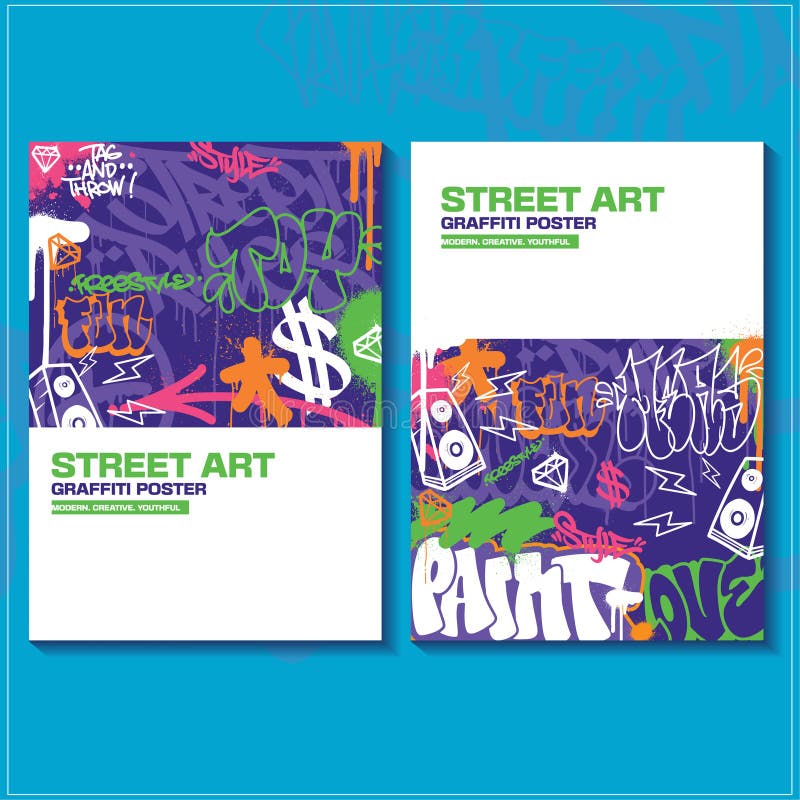 Modern Graffiti Art Poster or Flyer Design with Colorful Tags, Throw Up ...