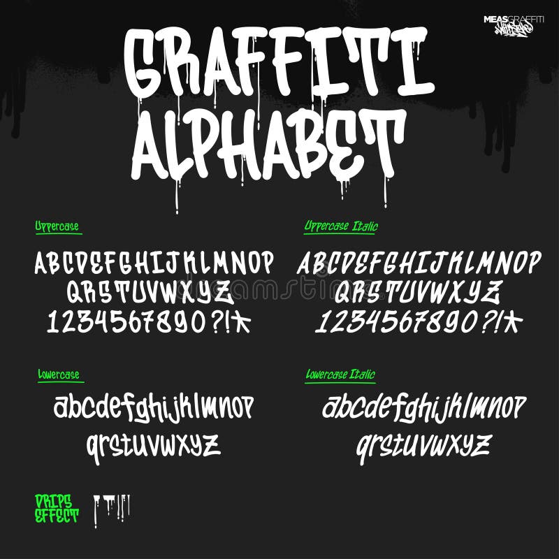 Amazing Vector Graffiti Alphabet. Urban Street Art Graffiti Font Style ...
