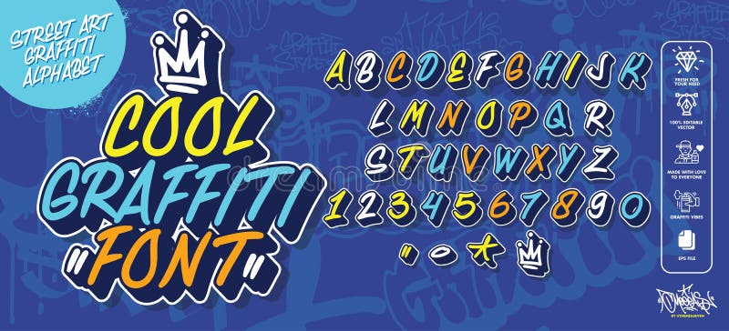 Amazing Vector Graffiti Alphabet. Urban Street Art Graffiti Font Style ...