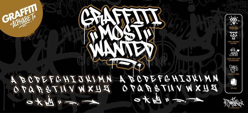 Amazing Vector Graffiti Alphabet. Urban Street Art Graffiti Font Style ...