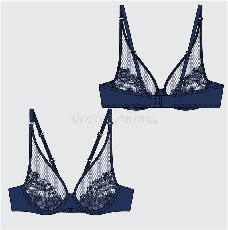 Navy Lace Bra for Women and Girls Stock Vector - Illustration of ...