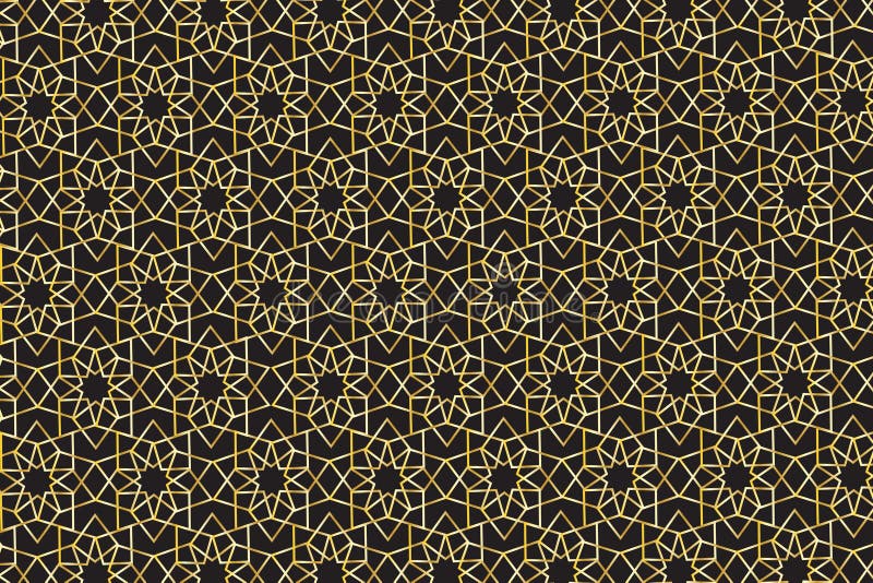 Seamless Arab Gold Pattern Vector on Black Background. Stock Vector ...