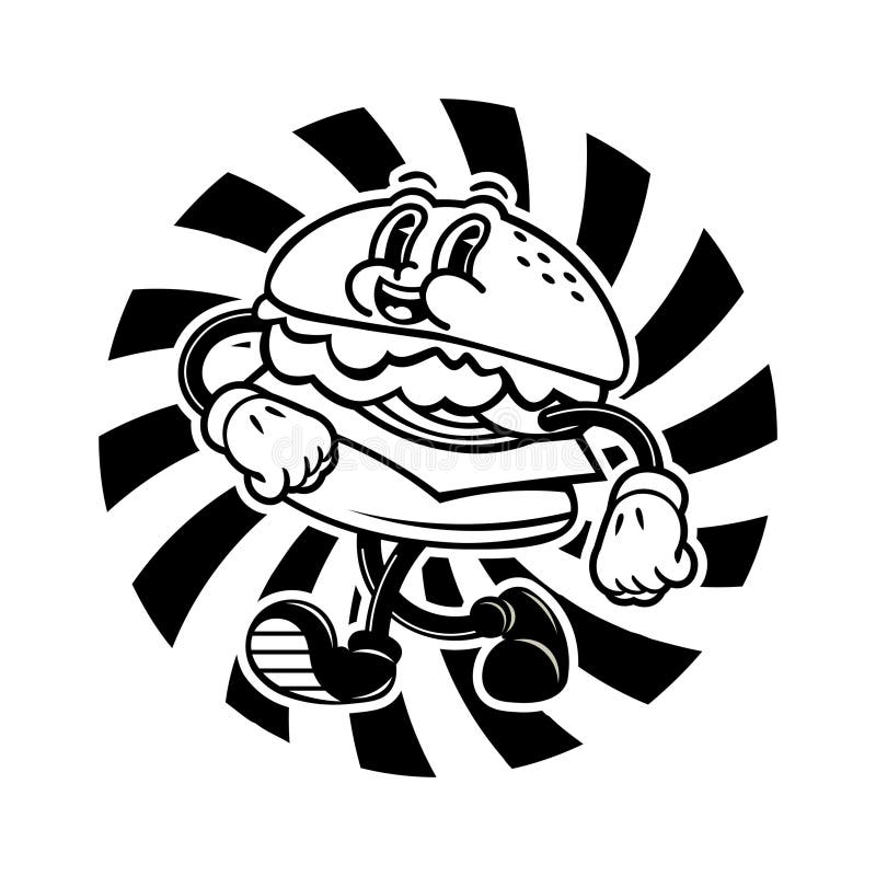 Walking Burger Character Vector Illustration, Perfect for Fast Food ...