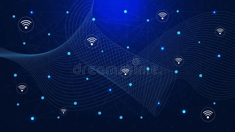 Global Network Connection with Wifi Icons and Wave Flow Stock Vector ...