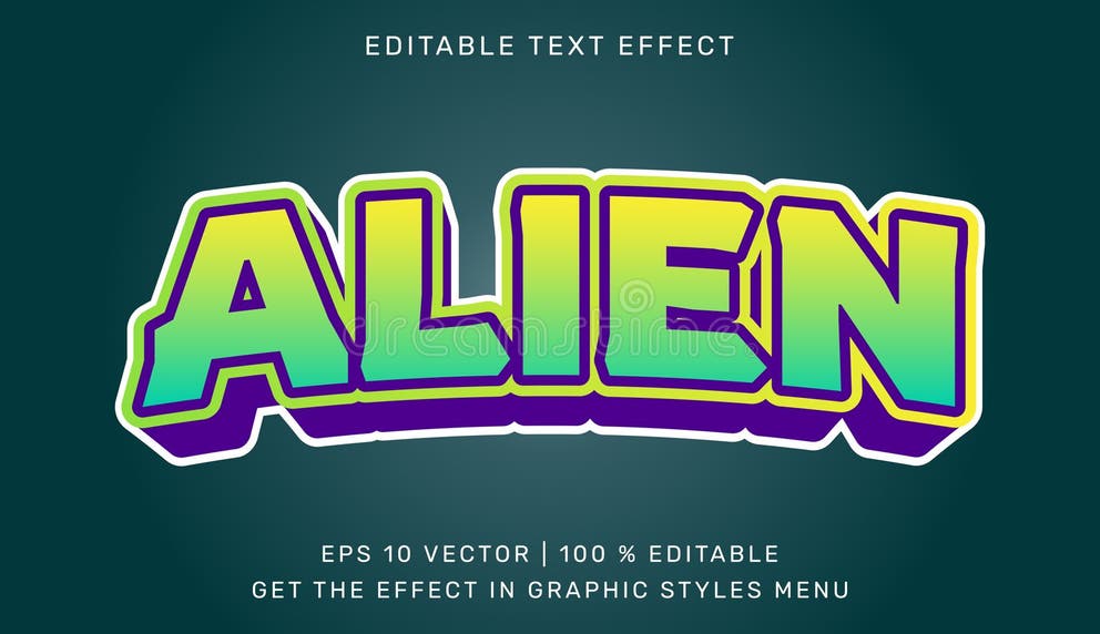 Alien 3d Editable Text Effect Template Stock Vector - Illustration of ...