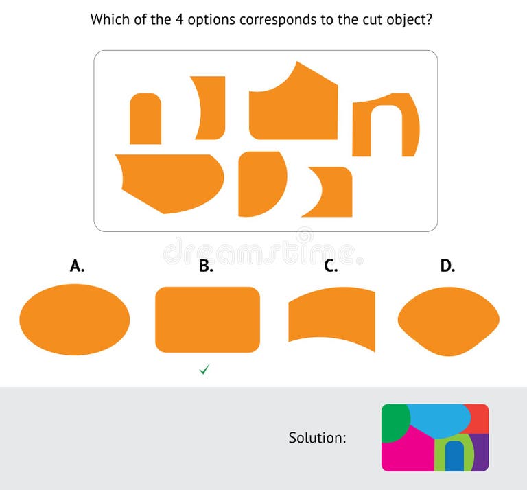 IQ Question Cut Object Shape with Four Options Stock Vector ...