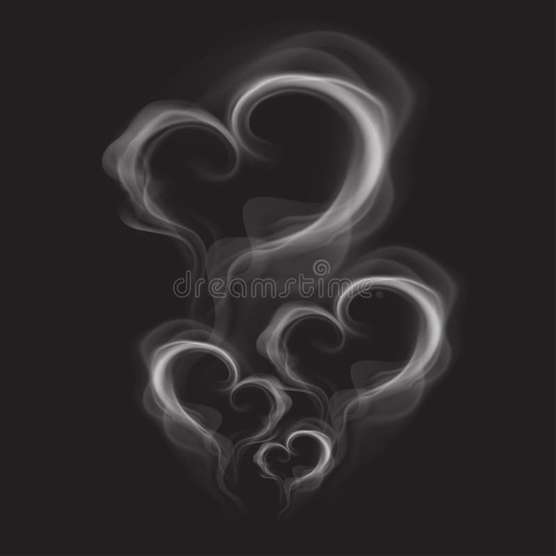 Abstract Love Heart Smoke on Black Background Stock Vector ...