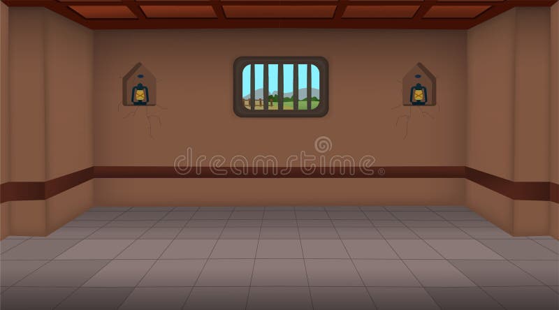 Village Empty Room Inside Vector, Poor Mud House Room Interior Cartoon ...