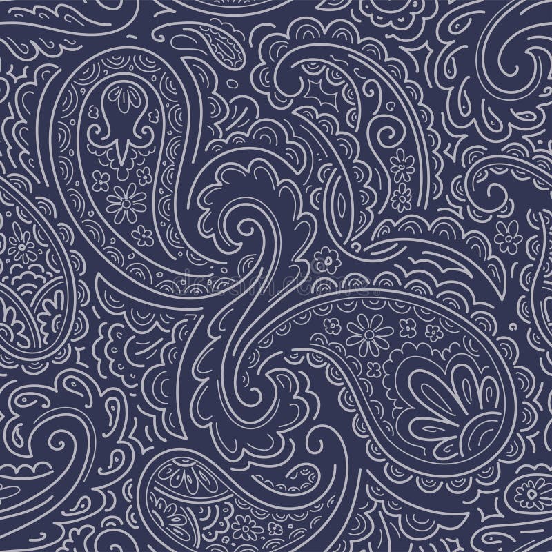 Paisley Seamless Outline Pattern Stock Vector - Illustration of outline ...
