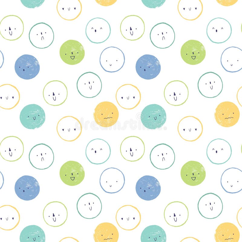 Colorful Doodle Face Seamless Pattern Stock Vector - Illustration of ...