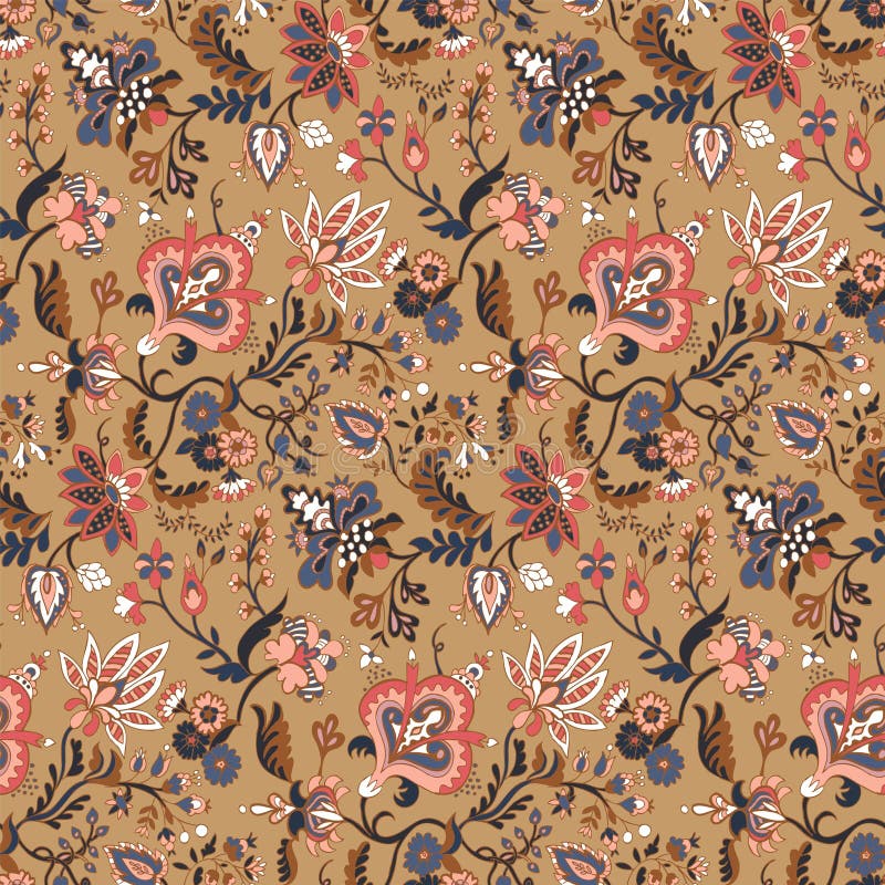 FLORAL PAISLEY SEAMLESS PRINT REPEAT PATTERN VECTOR Stock Vector ...