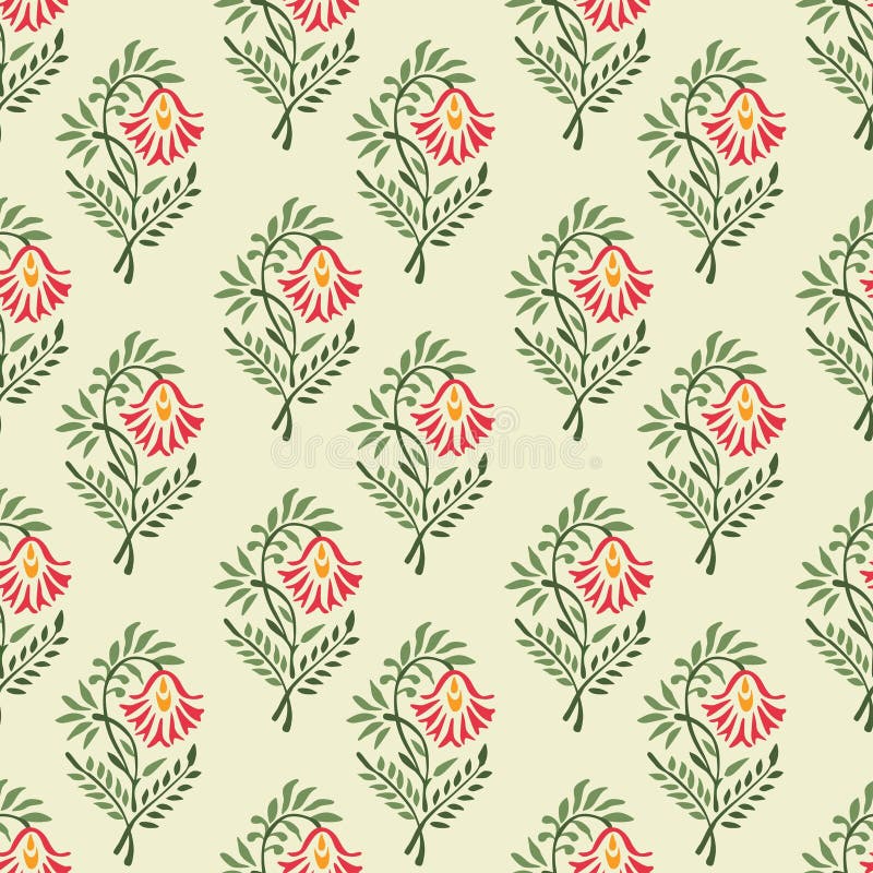 FLORAL PAISLEY with BLOCK PRINT DETAIL SEAMLESS PATTERN Stock Vector ...