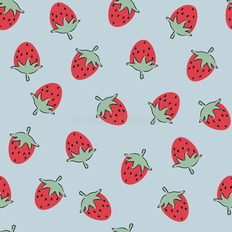Strawberry Fruit Repeat Print Seamless Pattern Stock Illustration ...