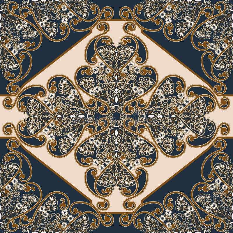 Indian Paisley Pattern Vector. Floral Mandala Medallion Print. Muslim ...