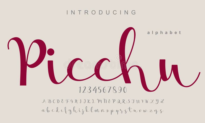Picchu Font. Elegant Alphabet Letters Font and Number Stock Vector ...