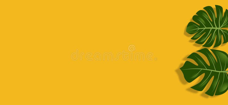 Banner Design with Monstera Leaves Background Stock Vector ...