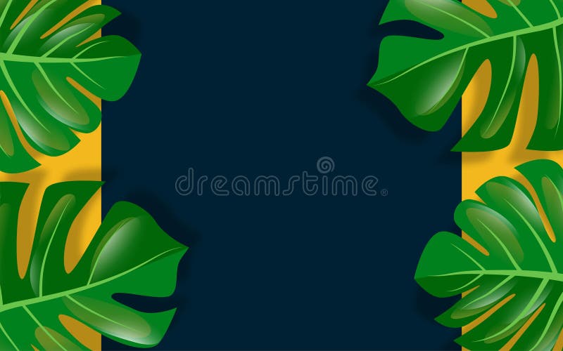 Banner Design with Monstera Leaves Background Stock Illustration ...