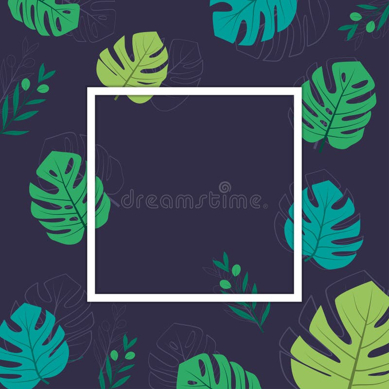Vector Monstera Leaves Background, Tropical Leaf Vector Illustration ...